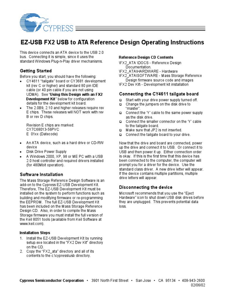 FX2 USB To ATA Operating Instructions | PDF | Usb | Office Equipment