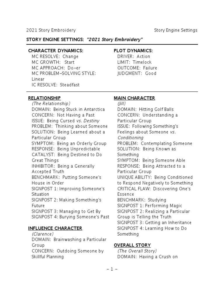 2021 Story Embroidery Storyform and Characters | PDF | Truth | Knowledge