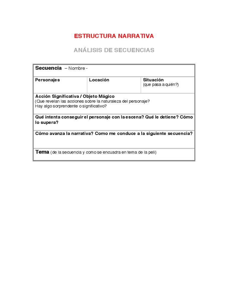 Estructura Narrativa - Analisis de Secuencias | PDF | Relaciones ...
