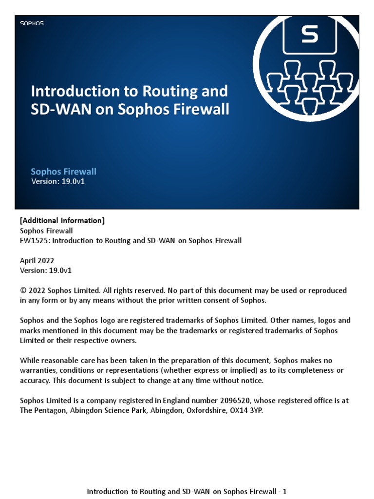 FW1525 19.0v1 Introduction To Routing and SD-WAN On Sophos Firewall | PDF | Routing | Computer ...