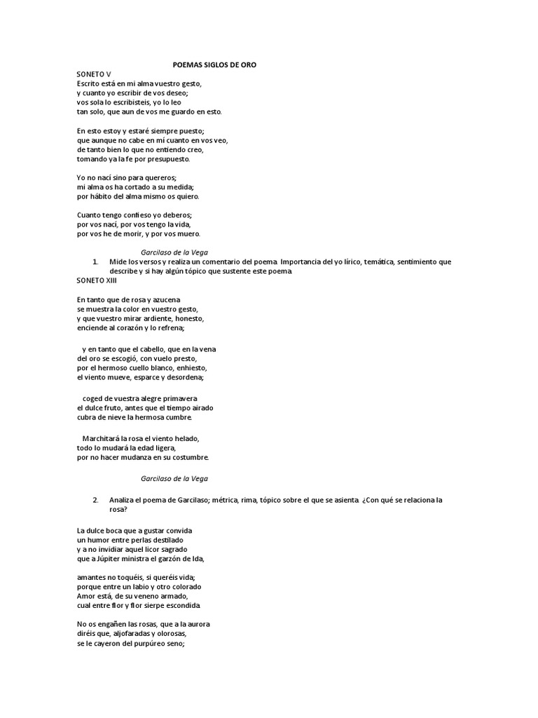 Poemas Siglos de Oro | PDF