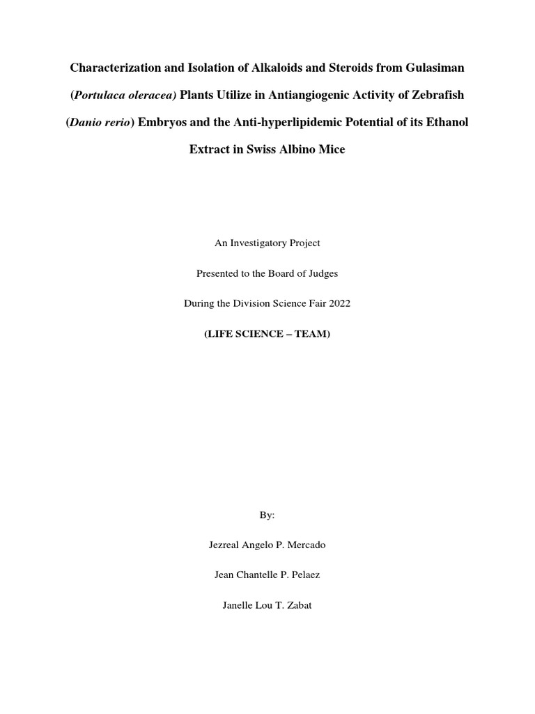 Alkaloids and Steroids in Gulasiman Study | PDF | Gas Chromatography ...