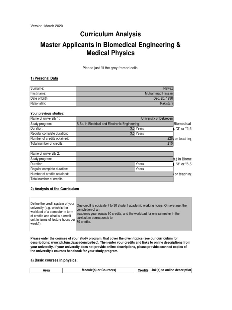 TUM BEMP Curriculum Analysis - en | PDF | Physics | Theoretical Physics