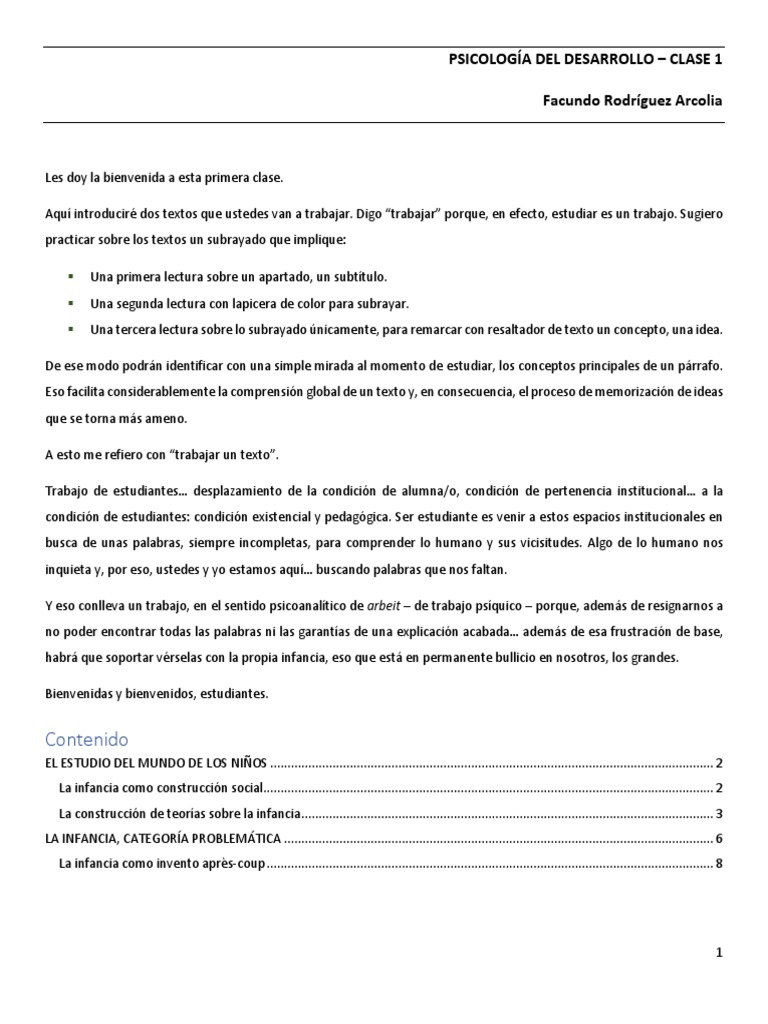 Clase 1. La Niñez Como Constructo Social | PDF | Psicoanálisis | Jacques Lacan