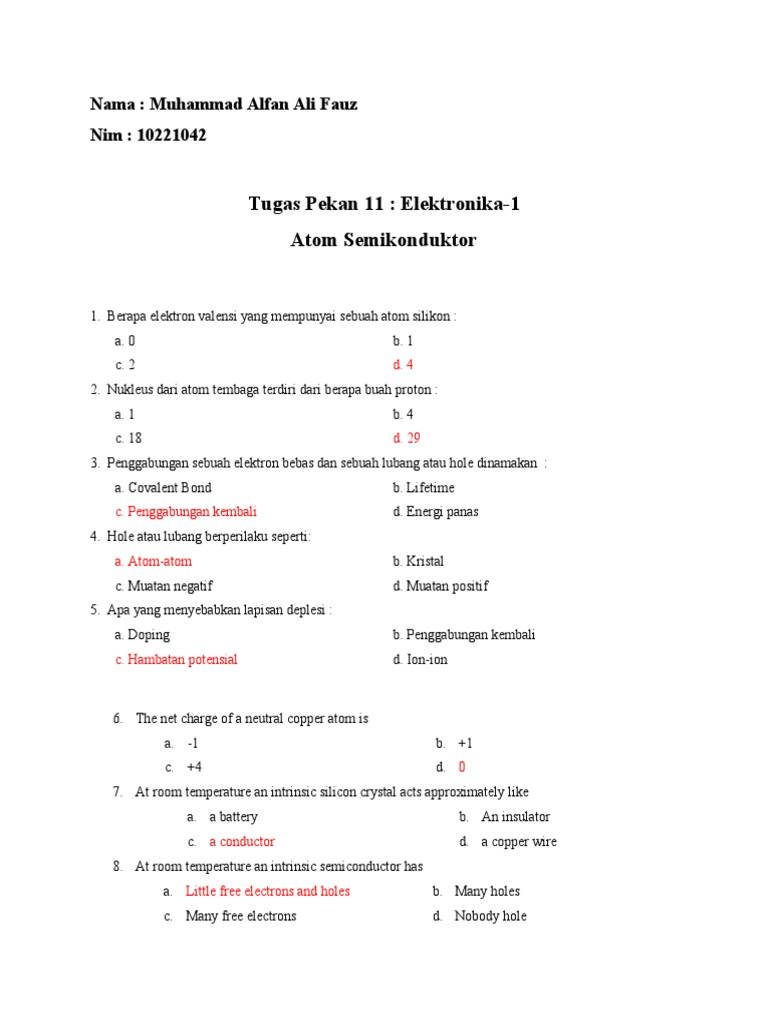 Muhammad Alfan Ali Fauz - 10221042 - Tugas Pekan 11 | PDF | Semiconductors | Diode