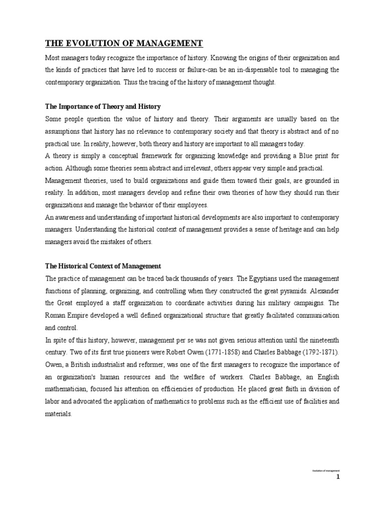 3 The Evolution of Management Introduction | PDF | Theory | Science