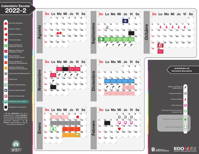Calendario Escolar 2022-2 | PDF