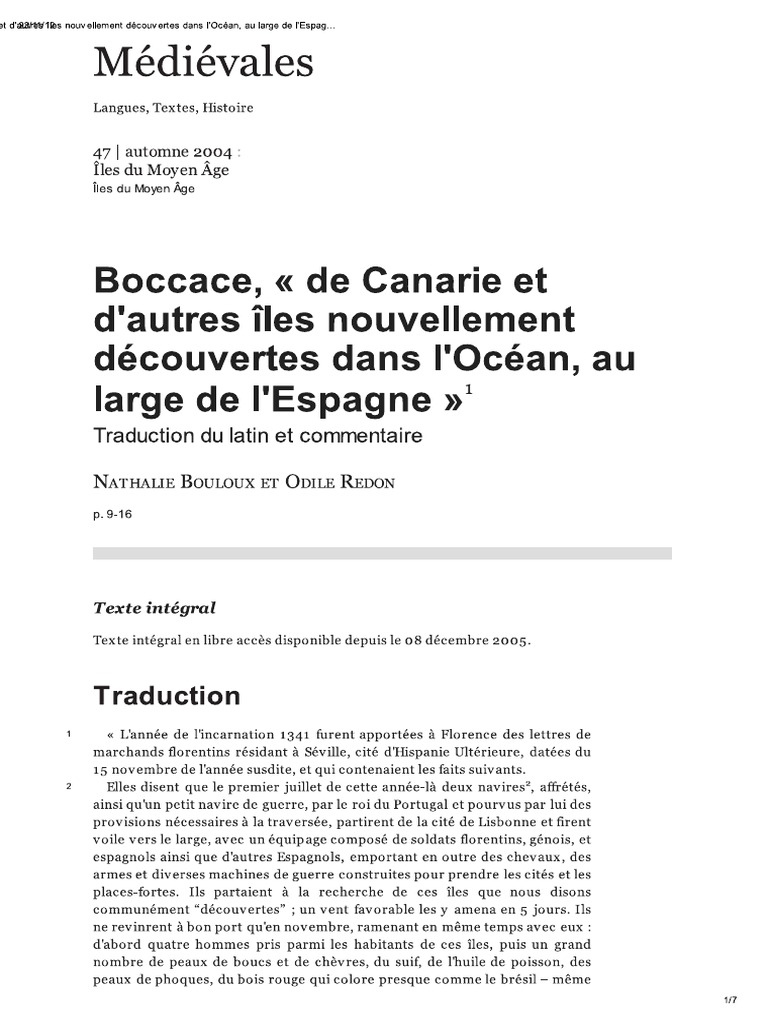 Boccace, de Canarie Et... Au Large de L'espagne | PDF