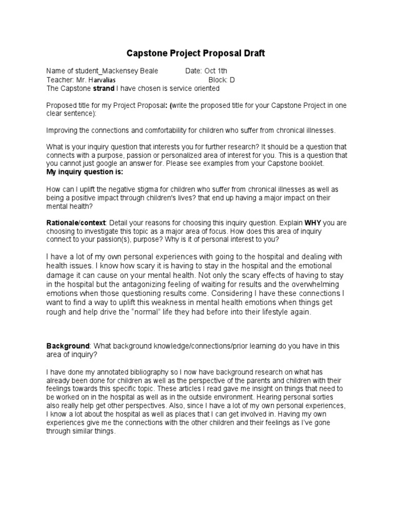 Capstone Project Proposal Draft - Good | PDF | Experience | Mentorship