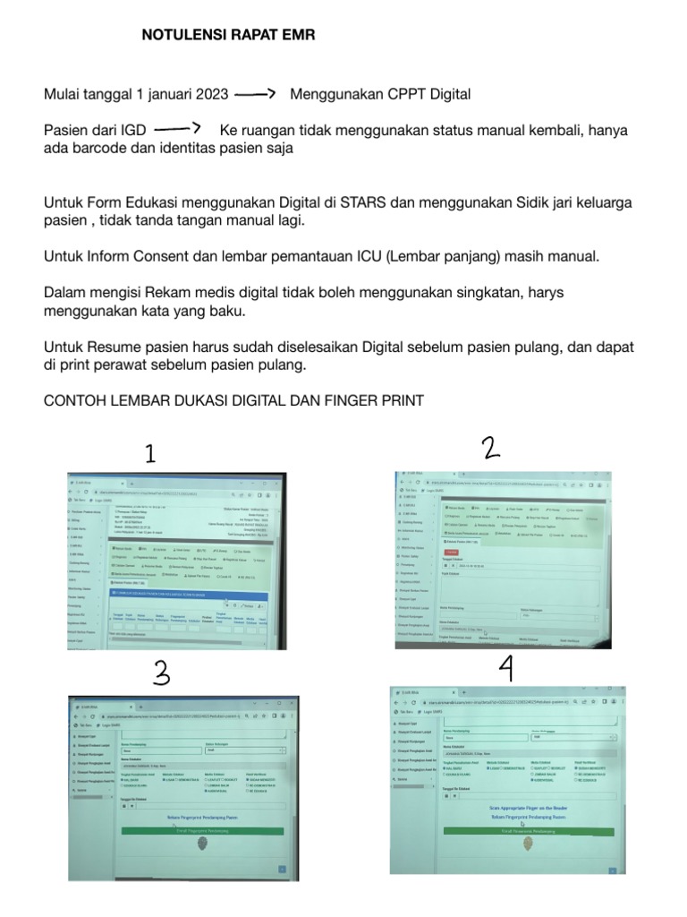 Notulen Rapat EMR Di RA | PDF