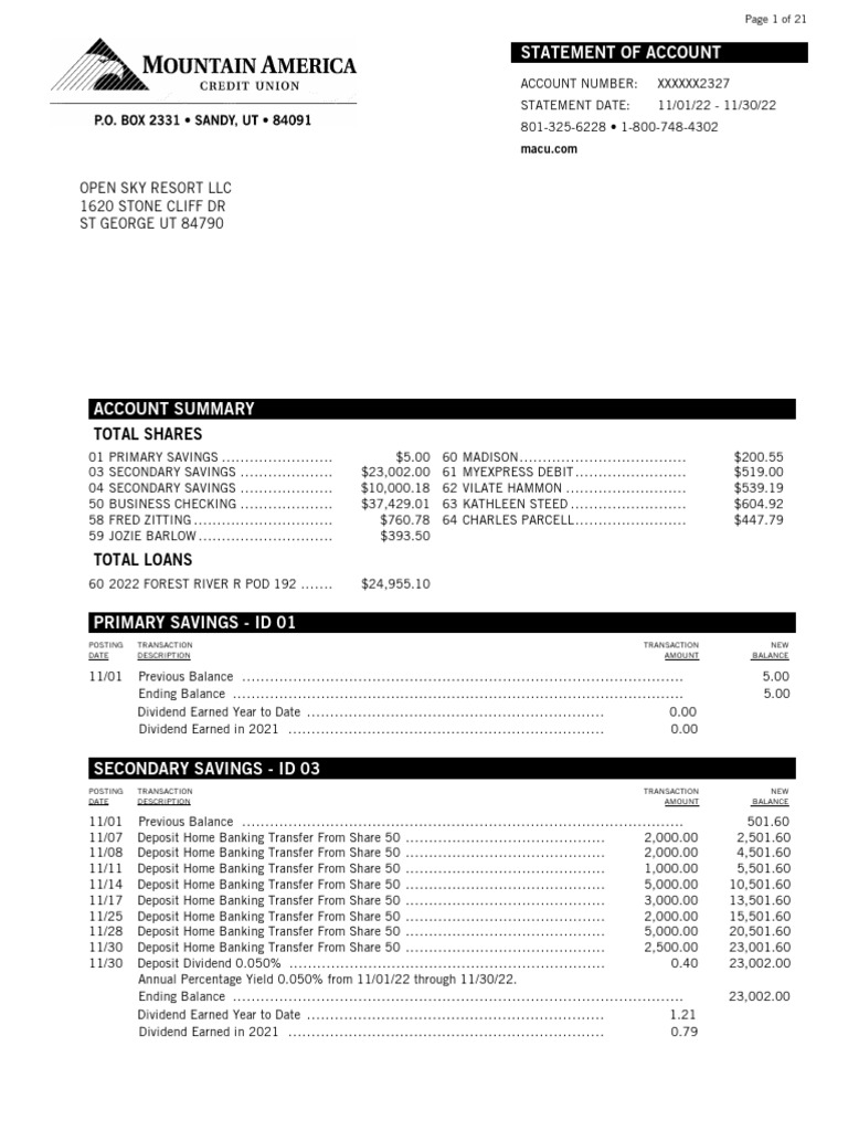 MACU All Banks Statement Nov | PDF | Credit Card | Deposit Account
