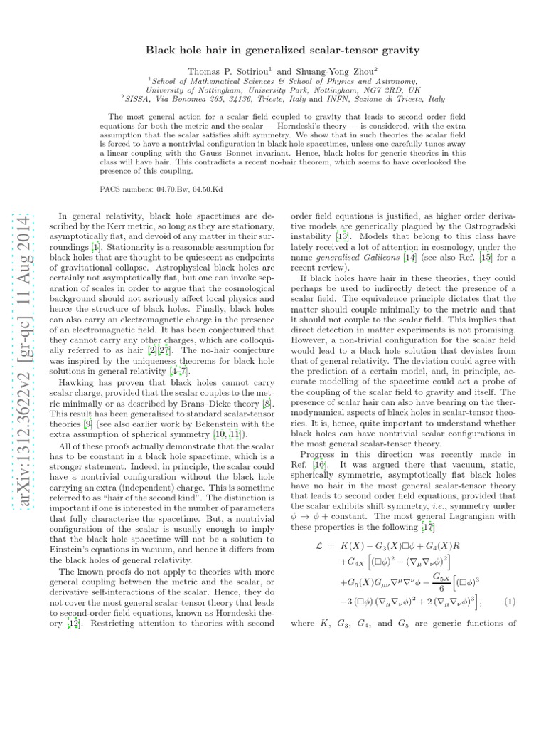 Black Hole Hair In Generalized Scalar Tensor Gravity Pdf General