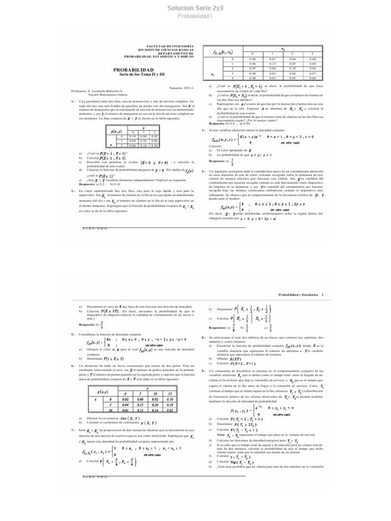 Solucion Serie 2y3 - Compress | PDF | Variable aleatoria | Probabilidad