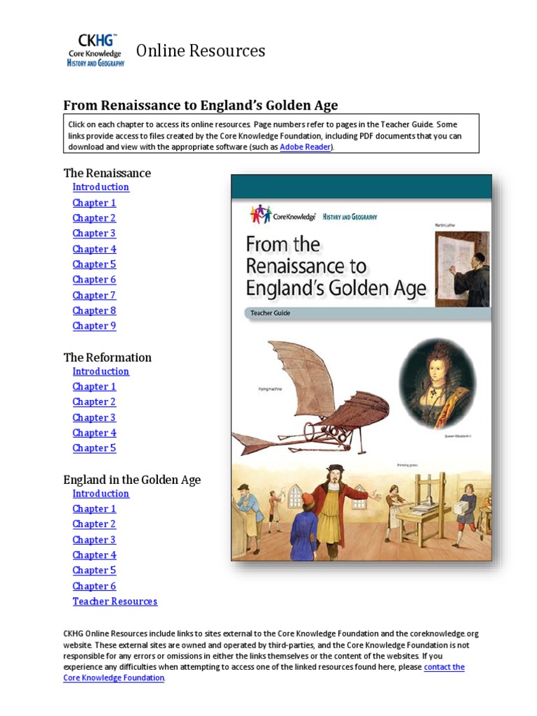 CKHG Online Resources From The Renaissance To Englands Golden Age | PDF ...