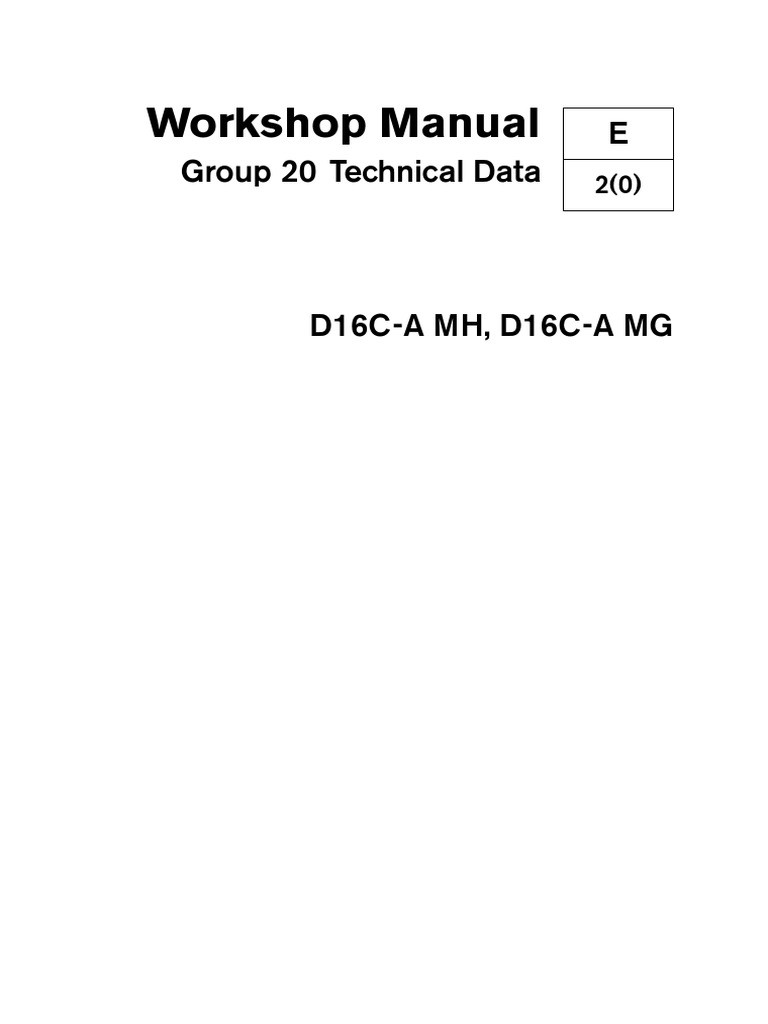 Workshop Manual, Technical Data D16 | PDF | Internal Combustion Engine | Piston