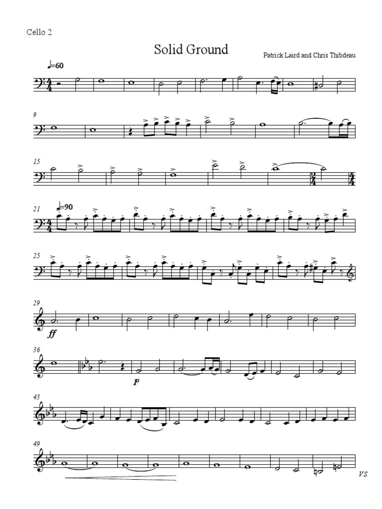 Partition pour violoncelle : Solid Ground | PDF