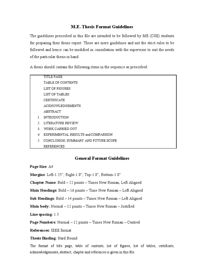 ME Thesis Documentation Guidelines | PDF | Thesis | Academia