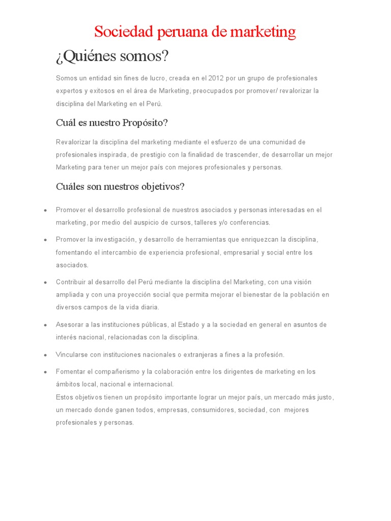 Sociedad Peruana de Marketing | PDF | Marketing | Economias