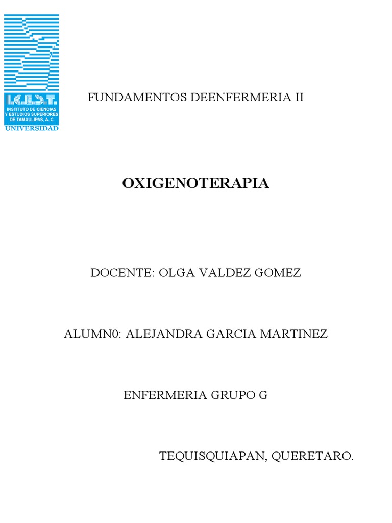 Oxigenoterapia | PDF | Oxígeno | Sistema respiratorio