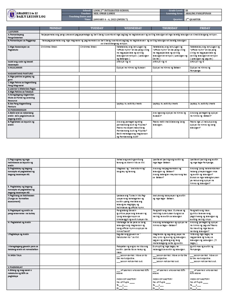 DLL Araling-Panlipunan-3 Q2 W7-1 | PDF