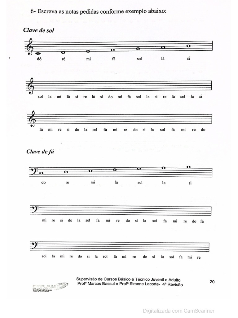 Exercícios Pauta Musical | PDF
