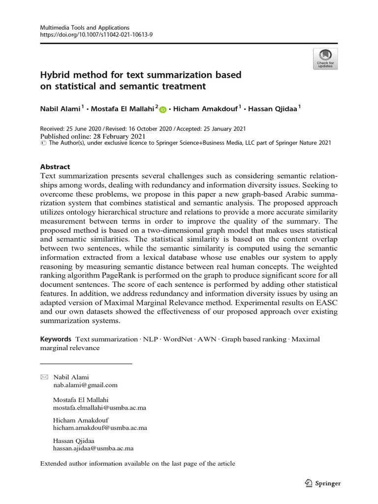 S2-Hybrid Method For Text Summarization Based On Statistical and ...