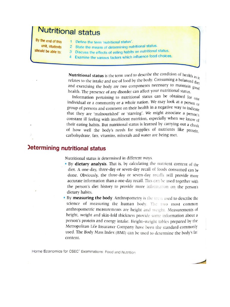 Nutritional Status Handout | PDF