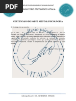 CERTIFICADO PSICOLÓGICO Ejemplo | PDF | Sicología | Salud mental