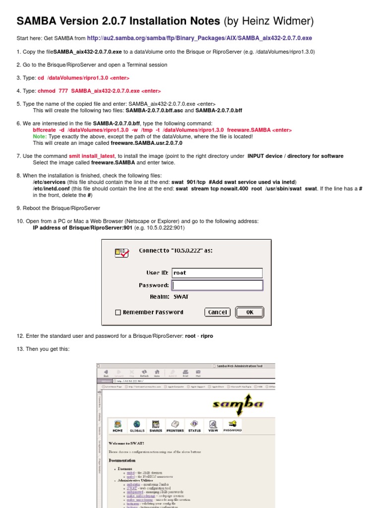SAMBA Version 2.0.7 Installation Notes (By Heinz Widmer) | PDF ...