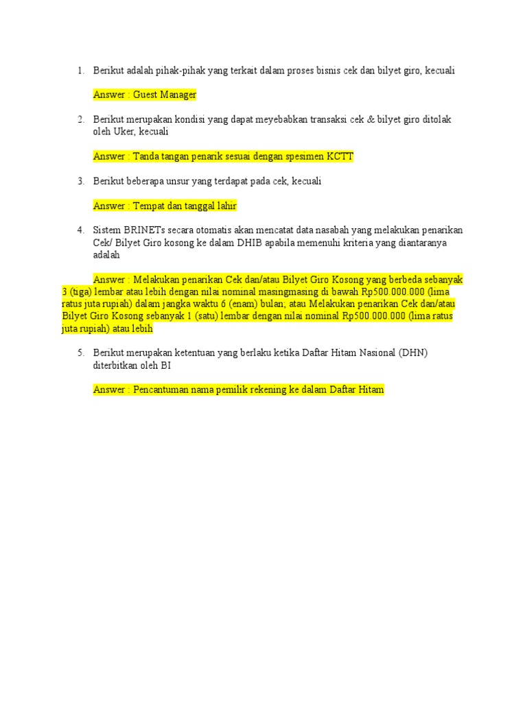 Kuis Cek BG | PDF | Pengelolaan Keuangan & Uang