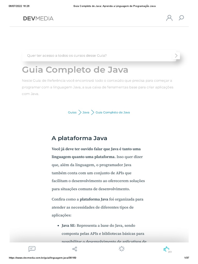 Guia Completo de Java - Aprenda A Linguagem de Programação Java | PDF ...