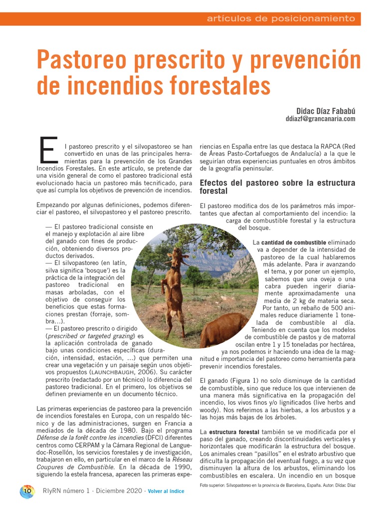 Article Pastoreo Prescrito, Revista Incendios y Riesgos Naturales | PDF ...