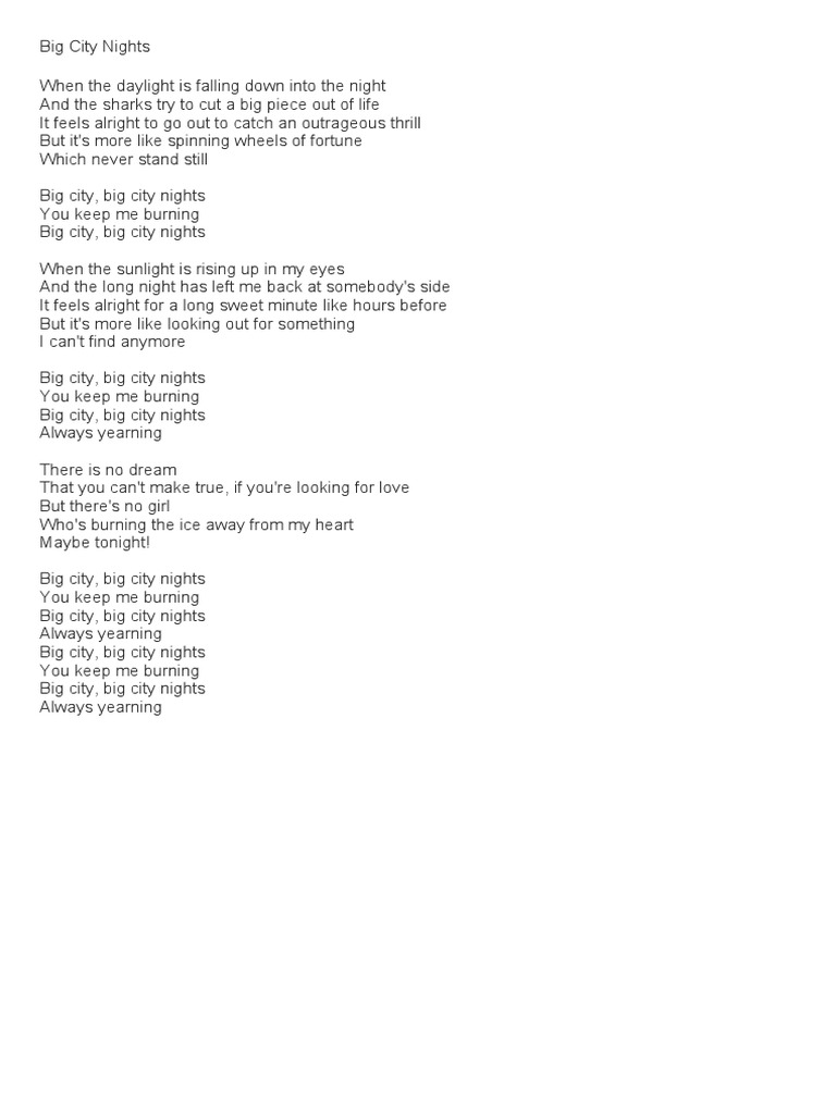 Big City Nights | PDF | Poetry