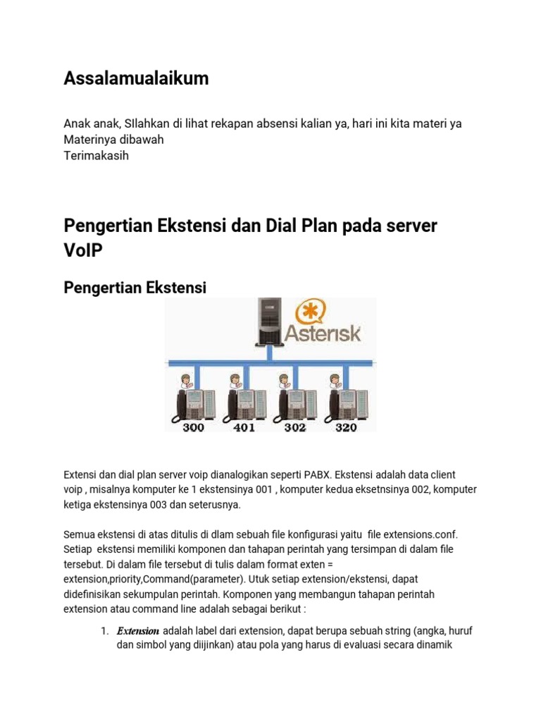 Materi 5. Pengertian Ekstensi Dan Dial Plan Pada Server VoIP | PDF