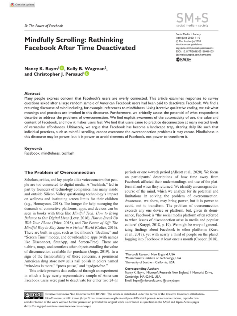 Baym - Mindfully - Scrolling | PDF | Facebook | Popular Culture & Media ...