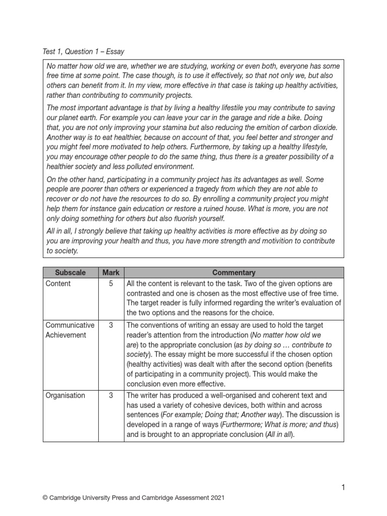 C1 Advanced 4, Test 1, Question 1 - Essay | PDF | Health Promotion ...
