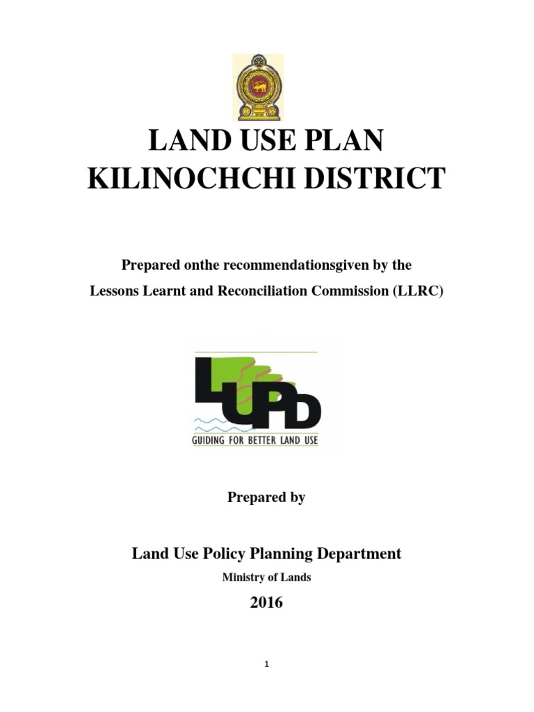 Kilinochchi District Land Use Plan 2016 | PDF | Land Use | Earth Sciences
