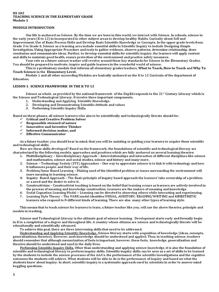Teaching Science Module Pdf Teaching Method Science