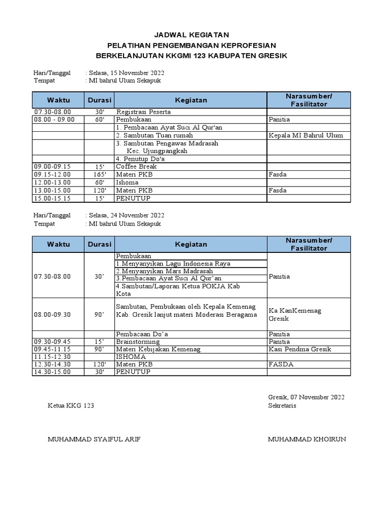 Jadwal PKB | PDF