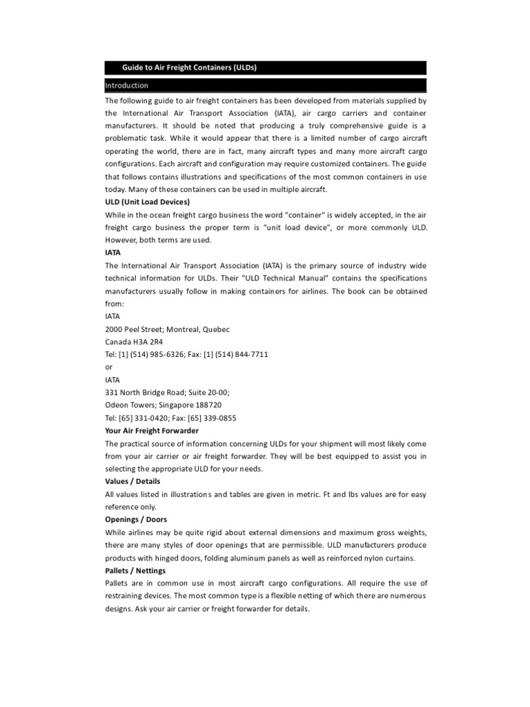 Guide To Air Freight Containers | PDF