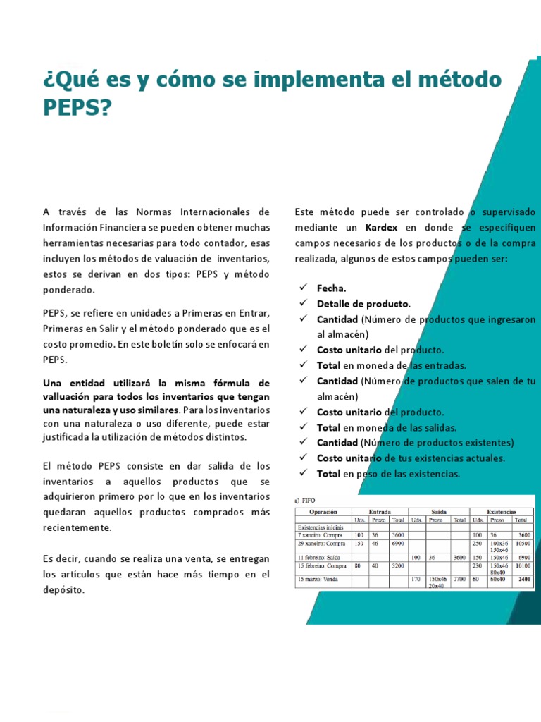 Que Es y Como Se Implementa El Metodo PEPS | PDF | Inventario ...