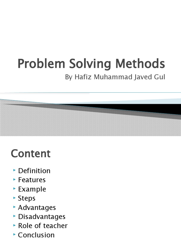 Teaching Problem Solving Methods | PDF | Teachers | Learning