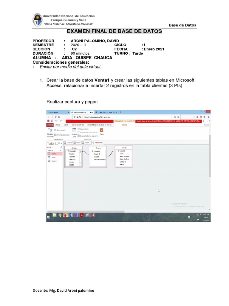 Base de Datos Examen Final | PDF | SQL | Gestión de la información
