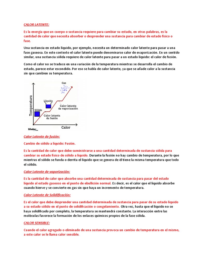 Explicando los conceptos clave del calor latente y calor sensible | PDF