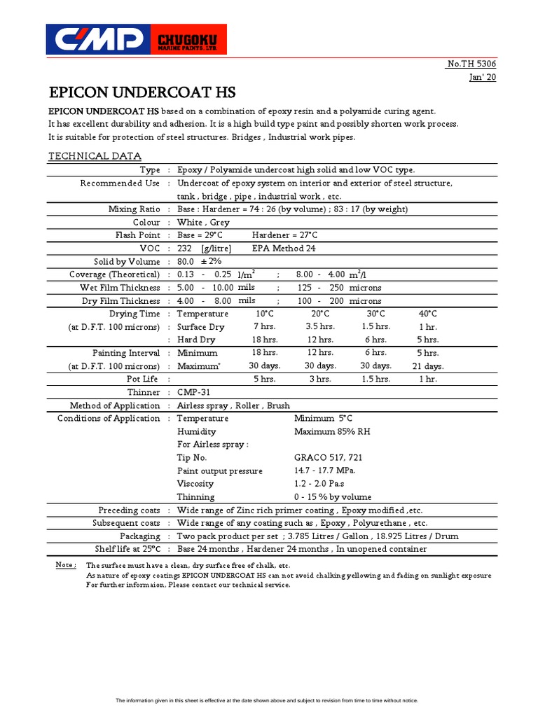 Epicon Undercoat Hs - Jan En-Th | PDF
