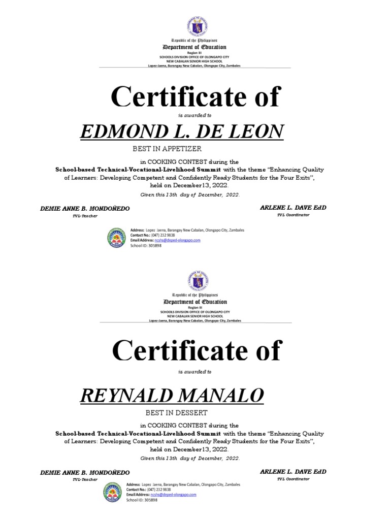 Sample Certificate | PDF