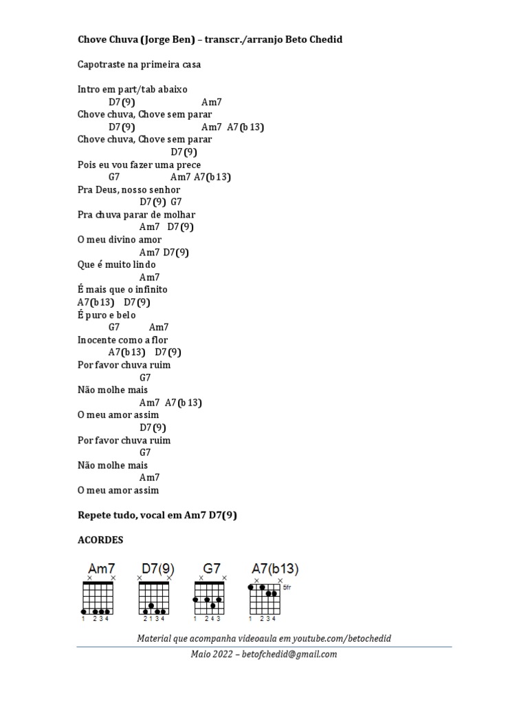 Chove Chuva Cifra C Part Tab | PDF