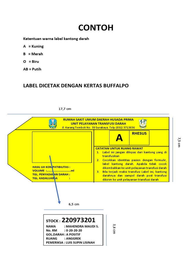 Label dan Kartu Donor Darah | PDF