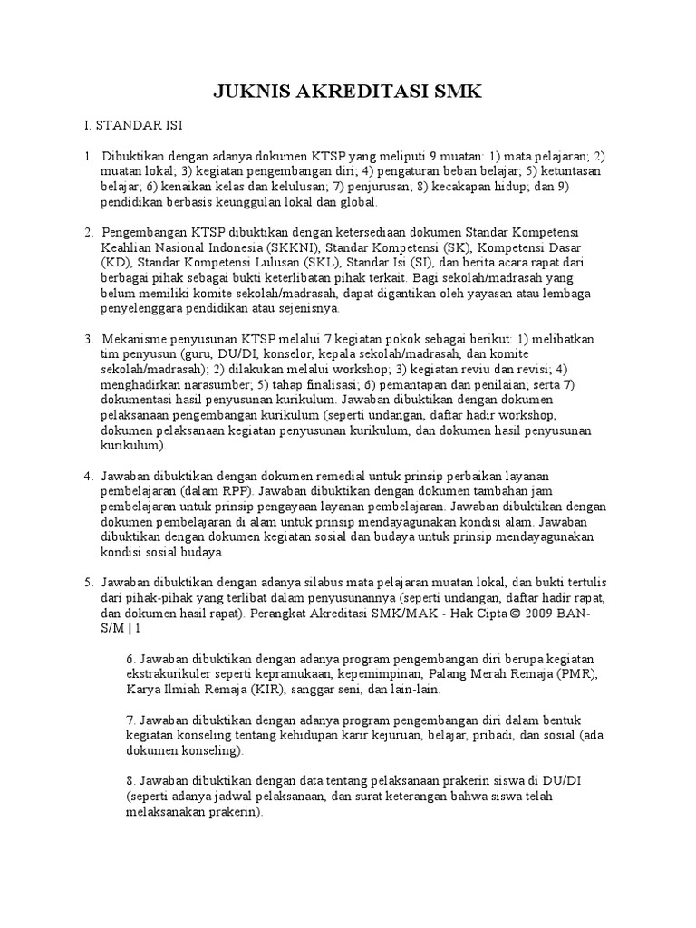 Juknis Akreditasi SMK | PDF