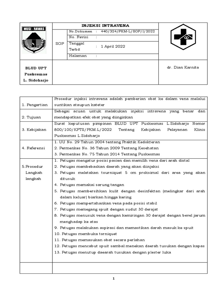 Prosedur Injeksi Intravena | PDF